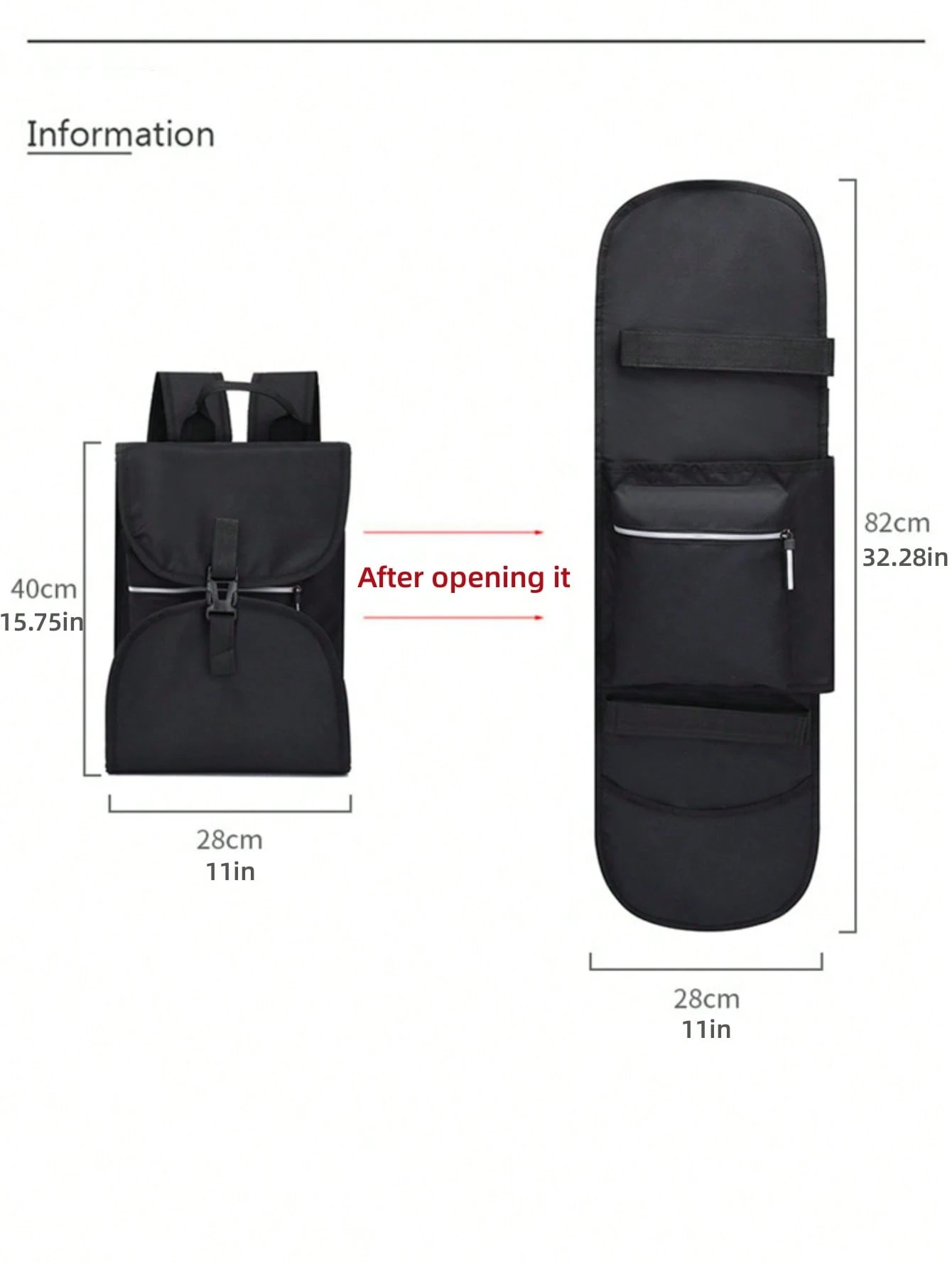 Foldable Skateboard Backpack Bag Carry On Bag With Adjustable Shoulder ...