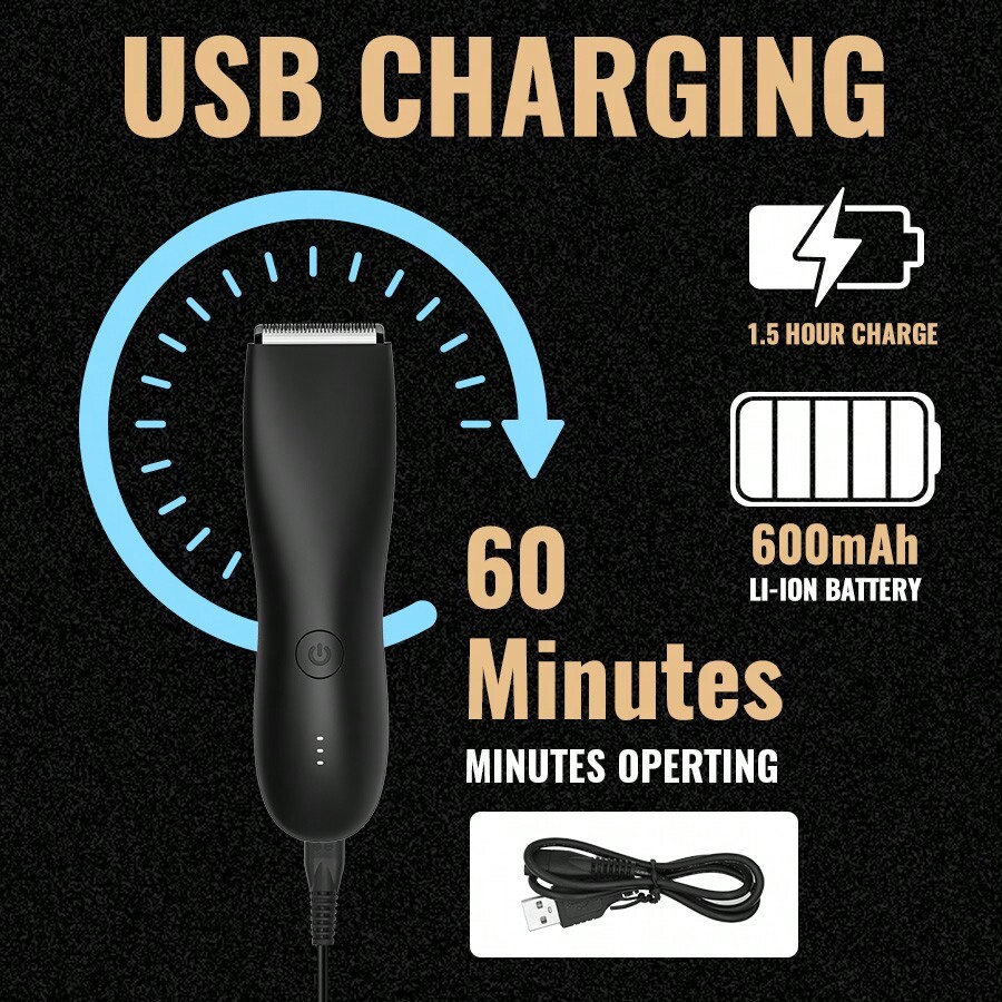 Men's Ball Trimmer, Pubic & Body Hair Groomer, Cordless Body Shaver For ...