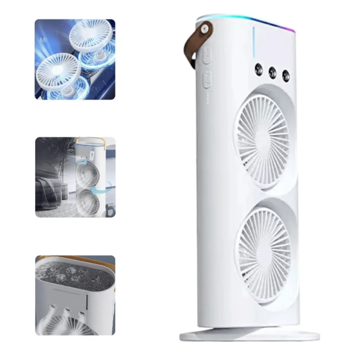 Mini Air Conditioner Fan 2 Floors Double Rotating With RGB Portable ...