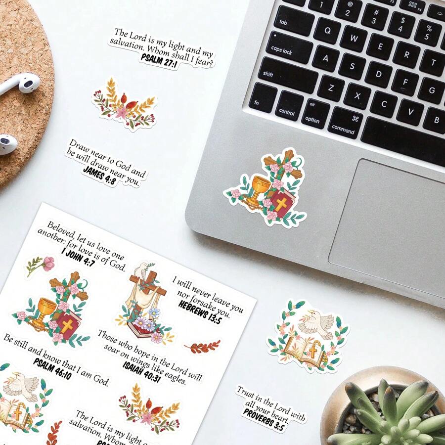 97pcs/5sheets Inspirational Bible Verse Stickers - Christian Religious ...
