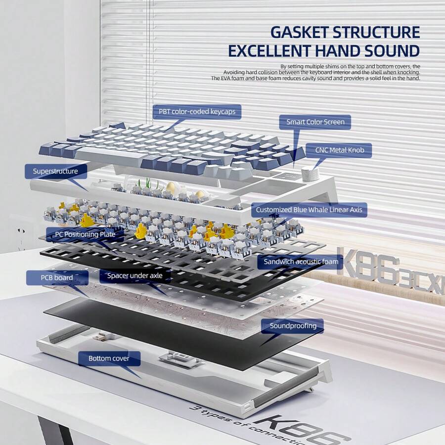 ATTACK SHARK K86 Hot-Swappable Mechanical Keyboard With Display ...