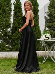 EVERPRETTY Elegant Backless Spaghetti Strap Split Hem Cocktail Party ...
