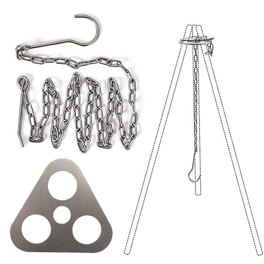 Camping Tripod Grill Plate, Campfire Support Plate And Adjustable Chain ...