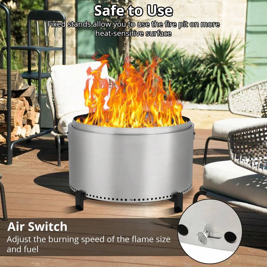 Broadfashion Smokeless Portable Fire Pit, Camber Fire Pit Smokeless ...