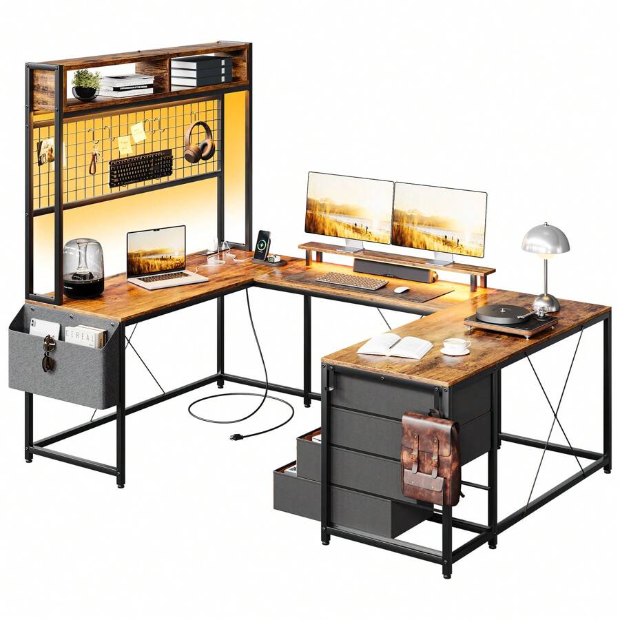 U Shaped Desk With Monitor Stand, U Shaped Gaming Desk With Storage ...