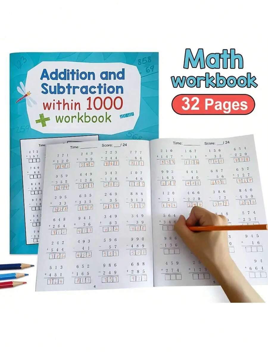 Children's Math Exercise Book - Addition And Subtraction Practice ...