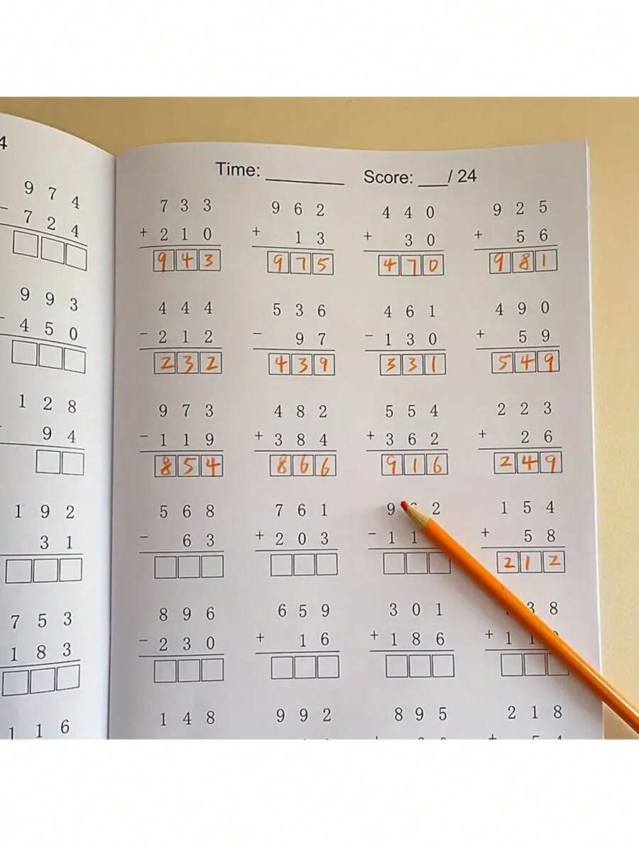 Children's Math Exercise Book - Addition And Subtraction Practice ...