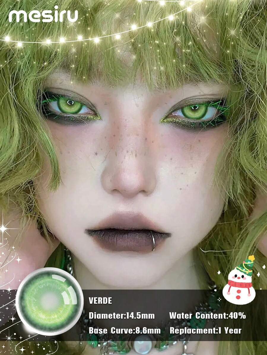 Halloween Cosplay Contact Lenses VERDE,1 Pair Crazy Colored Contact ...