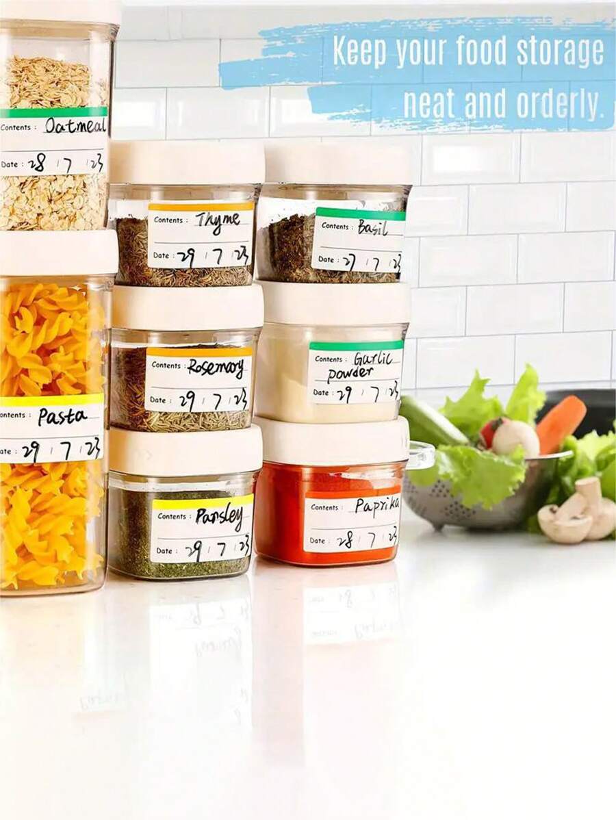 100 Colorful Refrigerator Labels, Food Storage Label Stickers, With ...