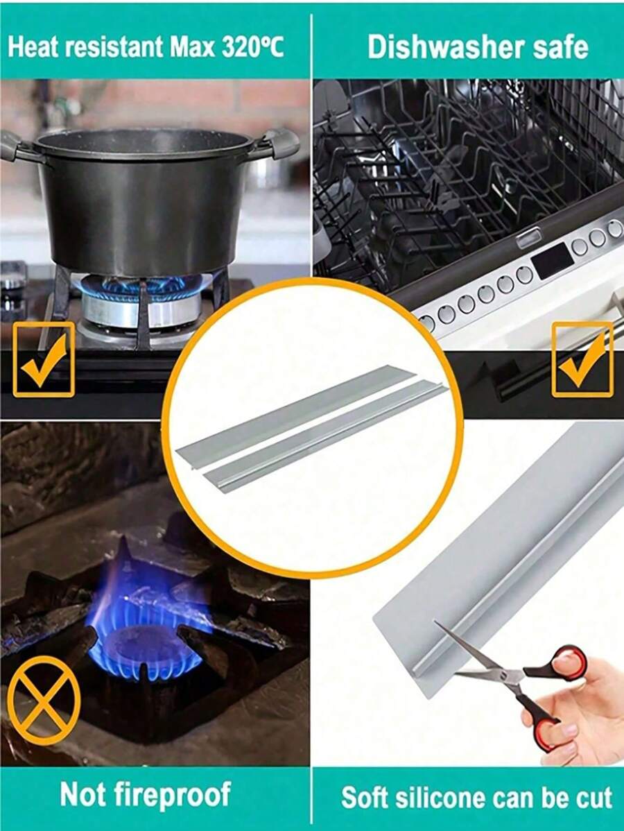 1pc/2pcs Silicone Strip Set, Cooktop Strip, Kitchen Oil And Stain ...