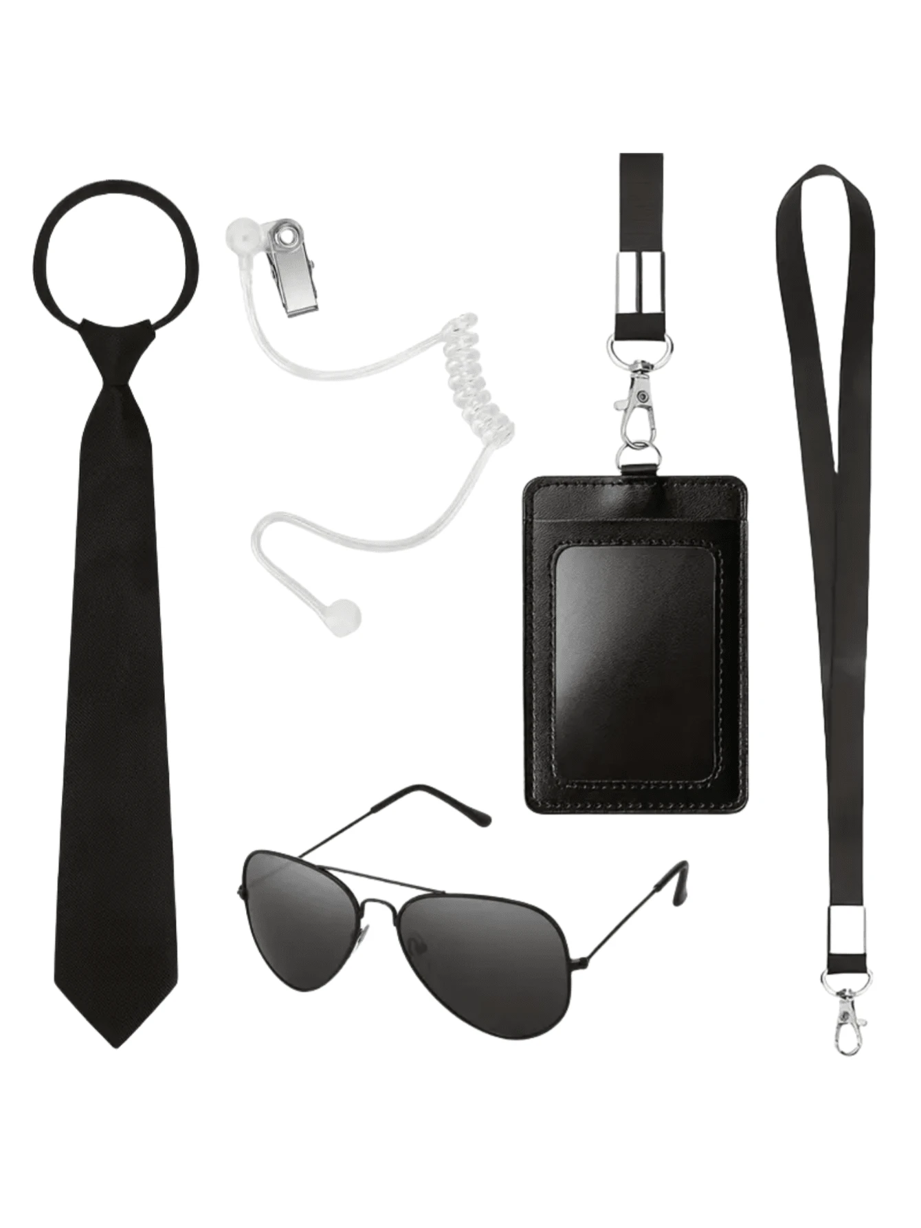 5pcs Secret Agent Costume Accessory Set, Adjustable Pre-Tied Zipper Tie ...
