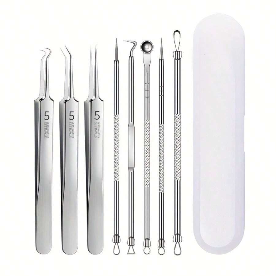 8pcs/Set Blackhead Removal Tools - Stainless Steel Blemish & Pimple ...