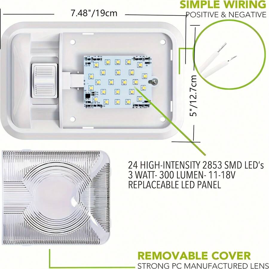 2 Packs 12V Led RV Ceiling Dome Light RV Interior Lighting For Trailer ...