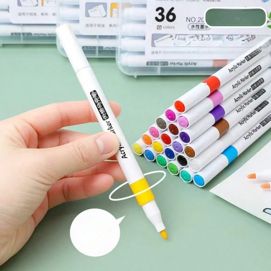 48-Color Acrylic Marker Pens, Blendable Soft Tip, Waterproof Non ...