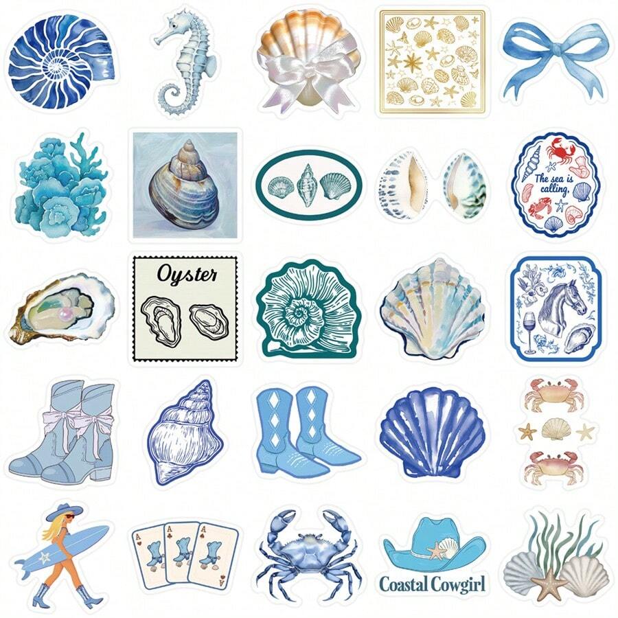 50pcs The Coastal Girl Cartoon Doodle Stickers For Decorating Guitars ...