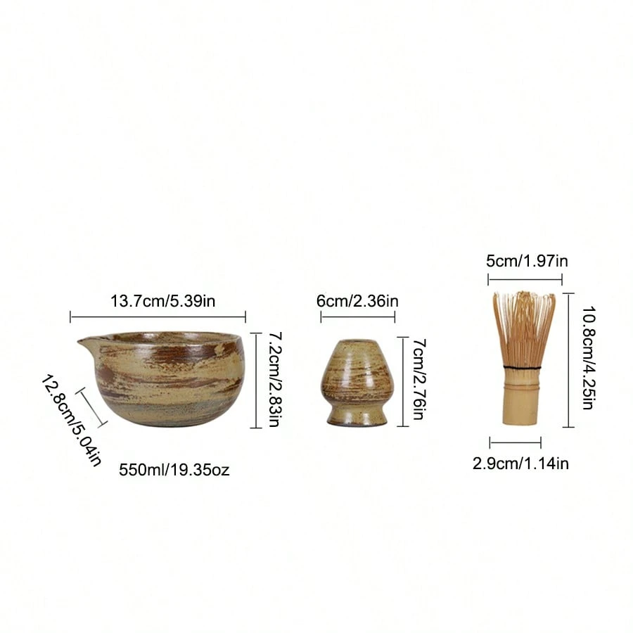 Authentic Japanese Matcha Bowl Set, Including Matcha Whisk And Brush ...