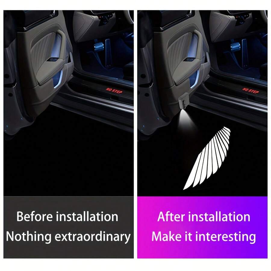 Wireless Angel Wing Car Door Projection Lamp - High-Definition, Battery ...
