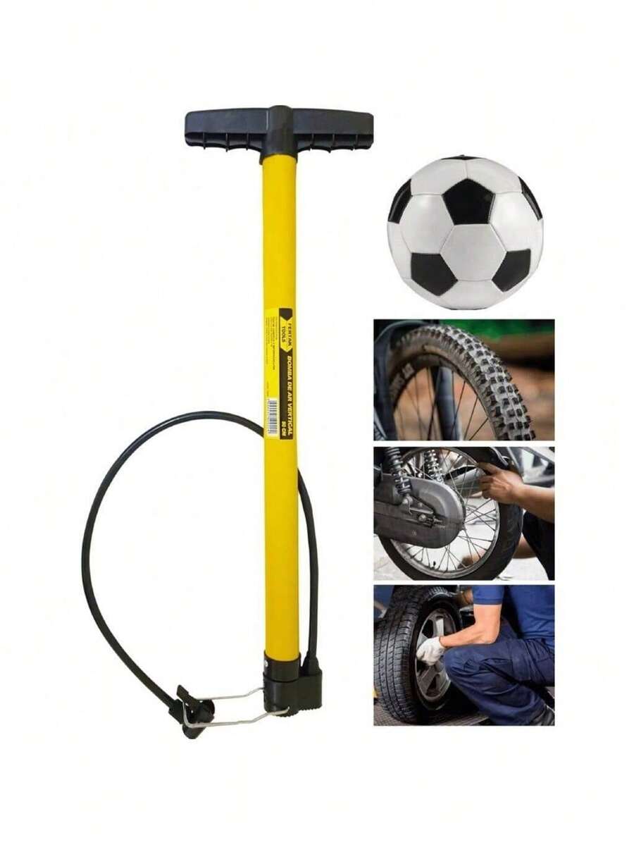 Bomba Encher Pneu Bicicleta Moto Bola Leve Resistente Amarelo Versátil ...