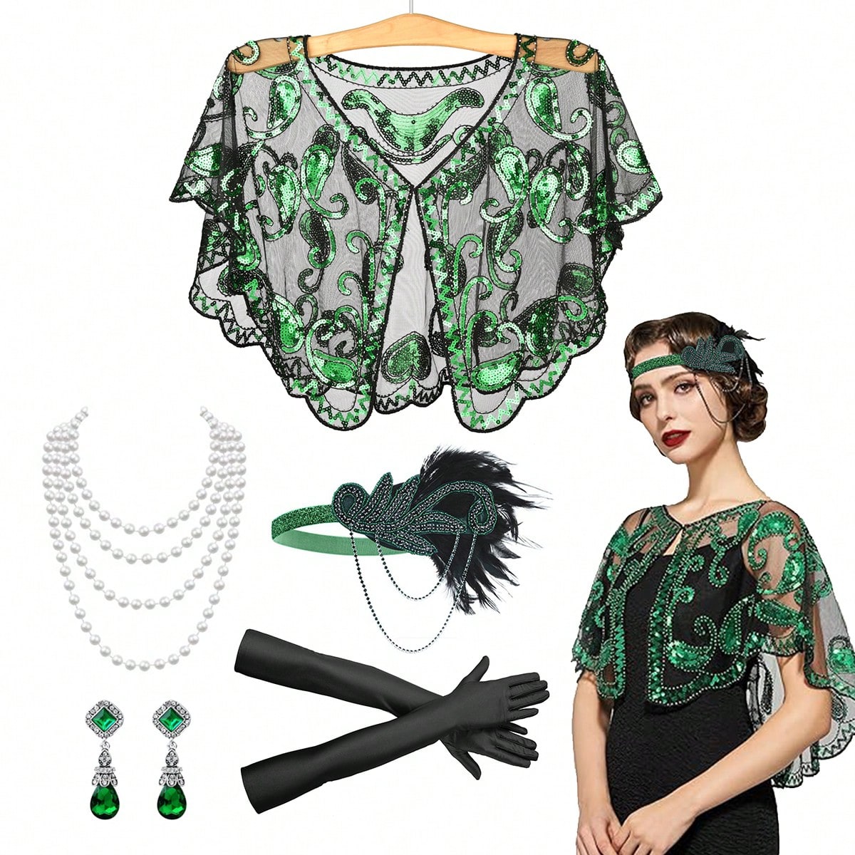 D EXCEED 5 Pcs 1920s Flapper Accessories Set For Women, Great Gatsby ...