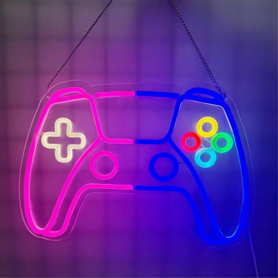 1 Pc USB Powered Gamepad LED Neon Light Wall Decor, Gamer LED Neon Sign ...