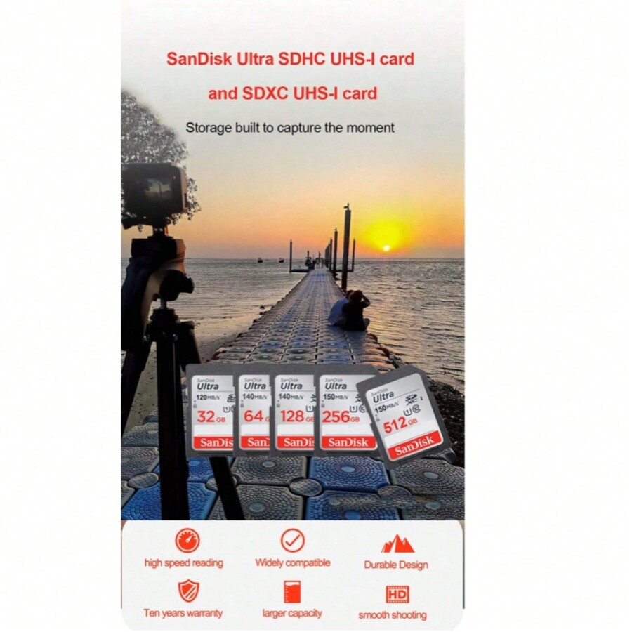 SANDISK Ultra SD Karte C1032GB 64GB 128GB 256GB Speicherkarte für Kamera, Autokamera, DSLR ...