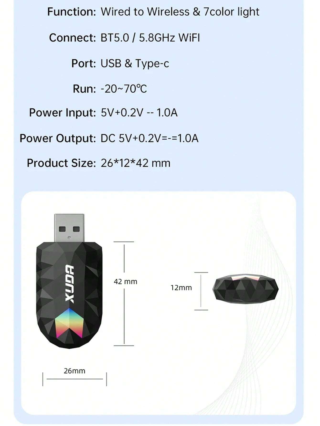 Acodo 2in1 Wireless CarPlay AI Mini Box &Android Auto Box RGB Colorful ...