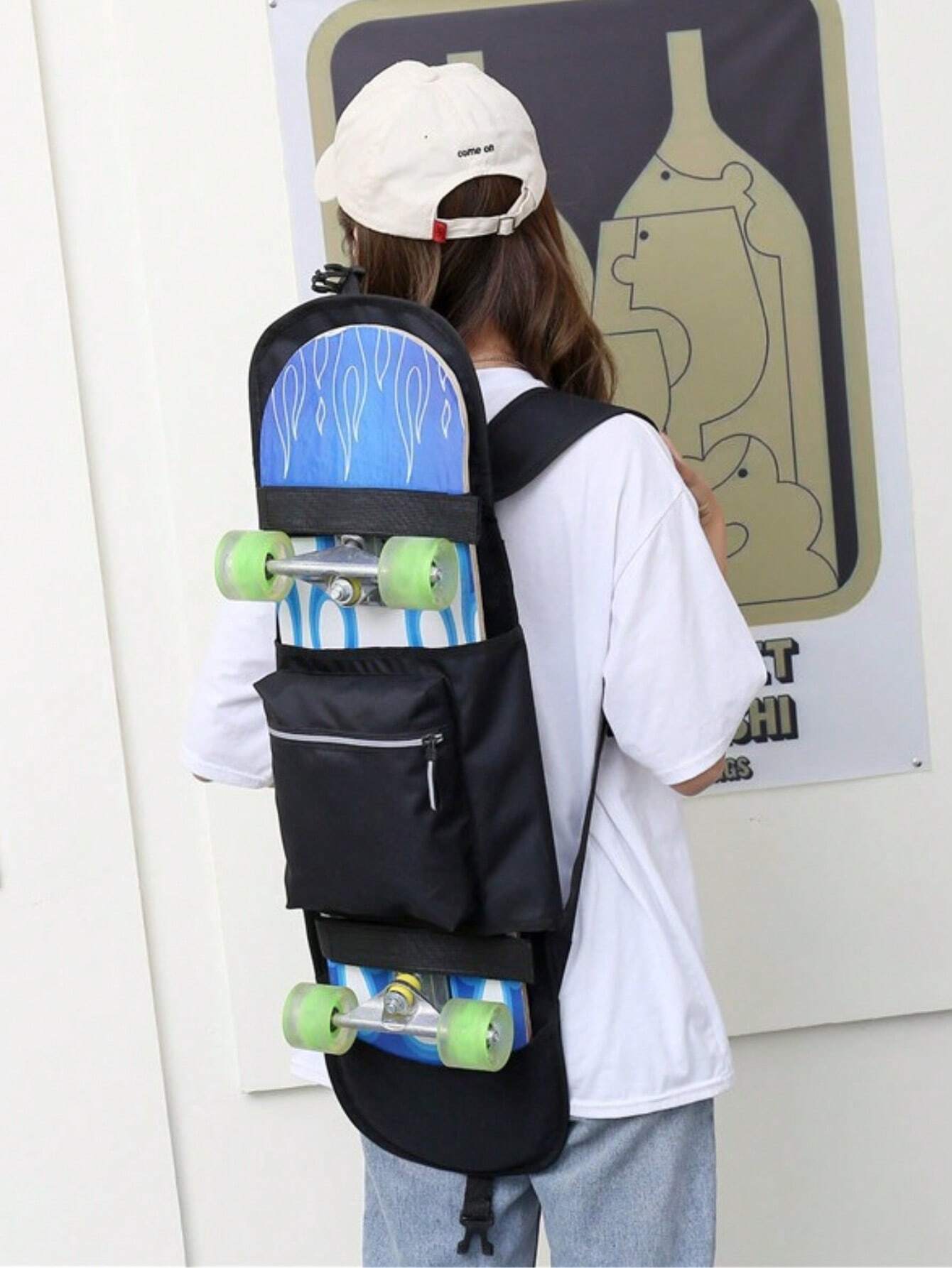 Foldable Skateboard Backpack Bag Carry On Bag With Adjustable Shoulder ...