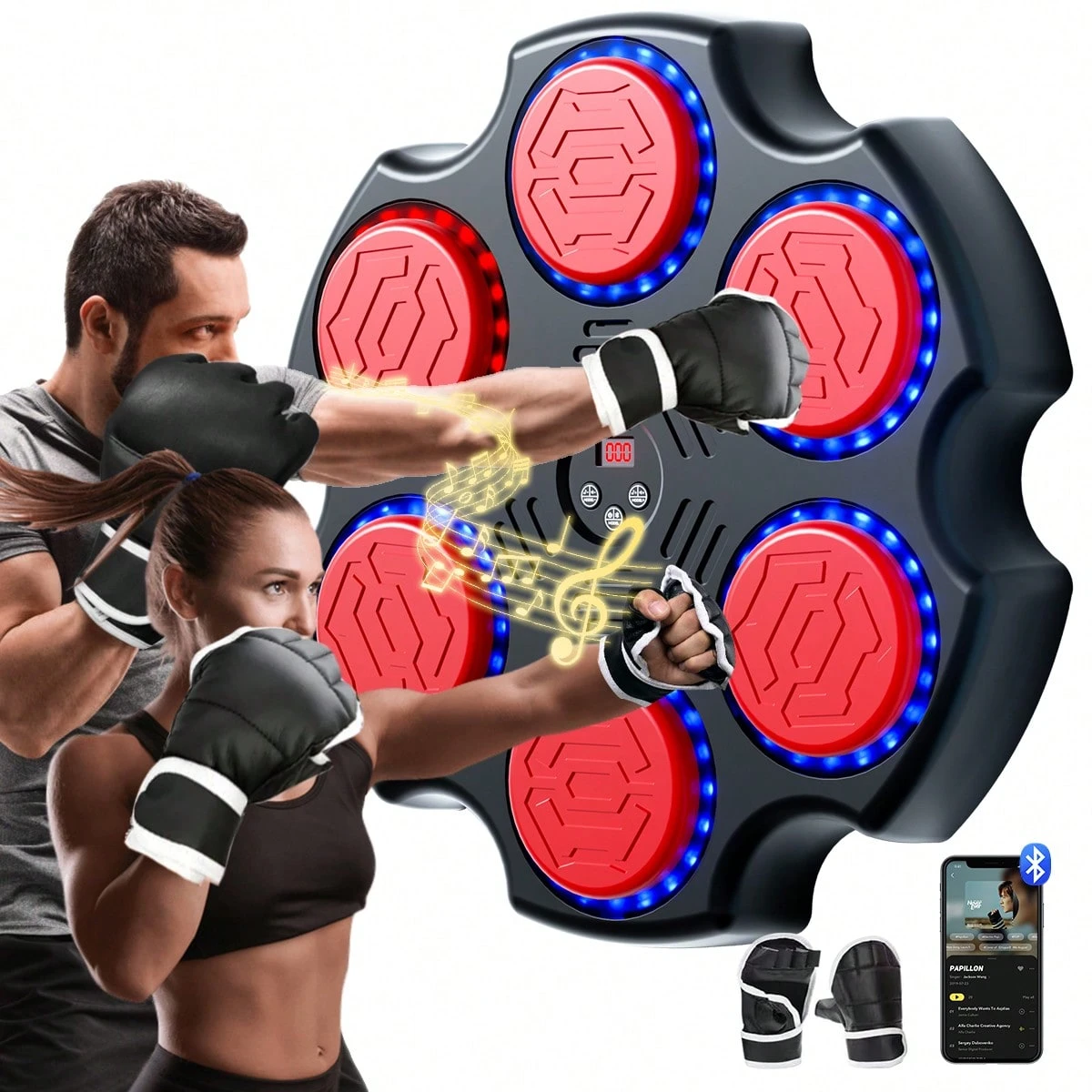 Máquina de boxeo con música y guantes de boxeo, equipo de boxeo ...