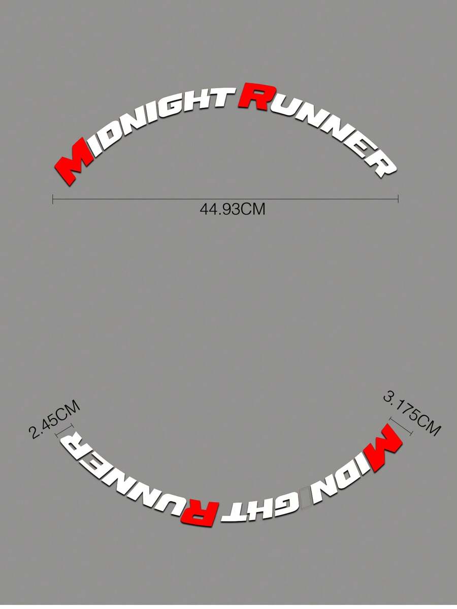 MIDNIGHT RUNNER Tire Sticker Decal 3D Letter Wheel Sticker Cool Auto ...