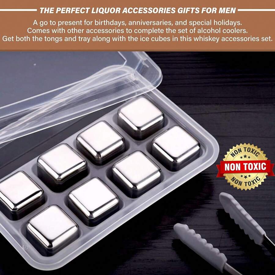 Personalized 8 PCS Stainless Steel Ice Cubes Whiskey Stones Gift Set ...