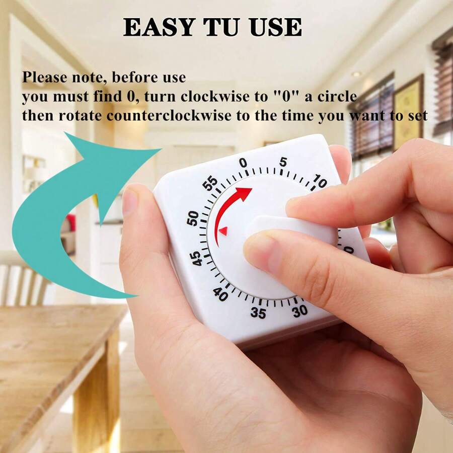 60 Minute Kitchen Timer 1 Hour Visual Kitchen Clock Timer Mini Countdown Timer Loud Voice ...
