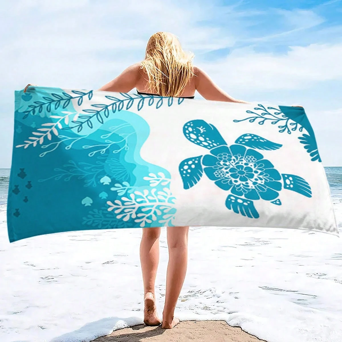 Marine Life Pattern, Ultra-Fine Fiber Beach Towel, No Sand Quick Dry ...