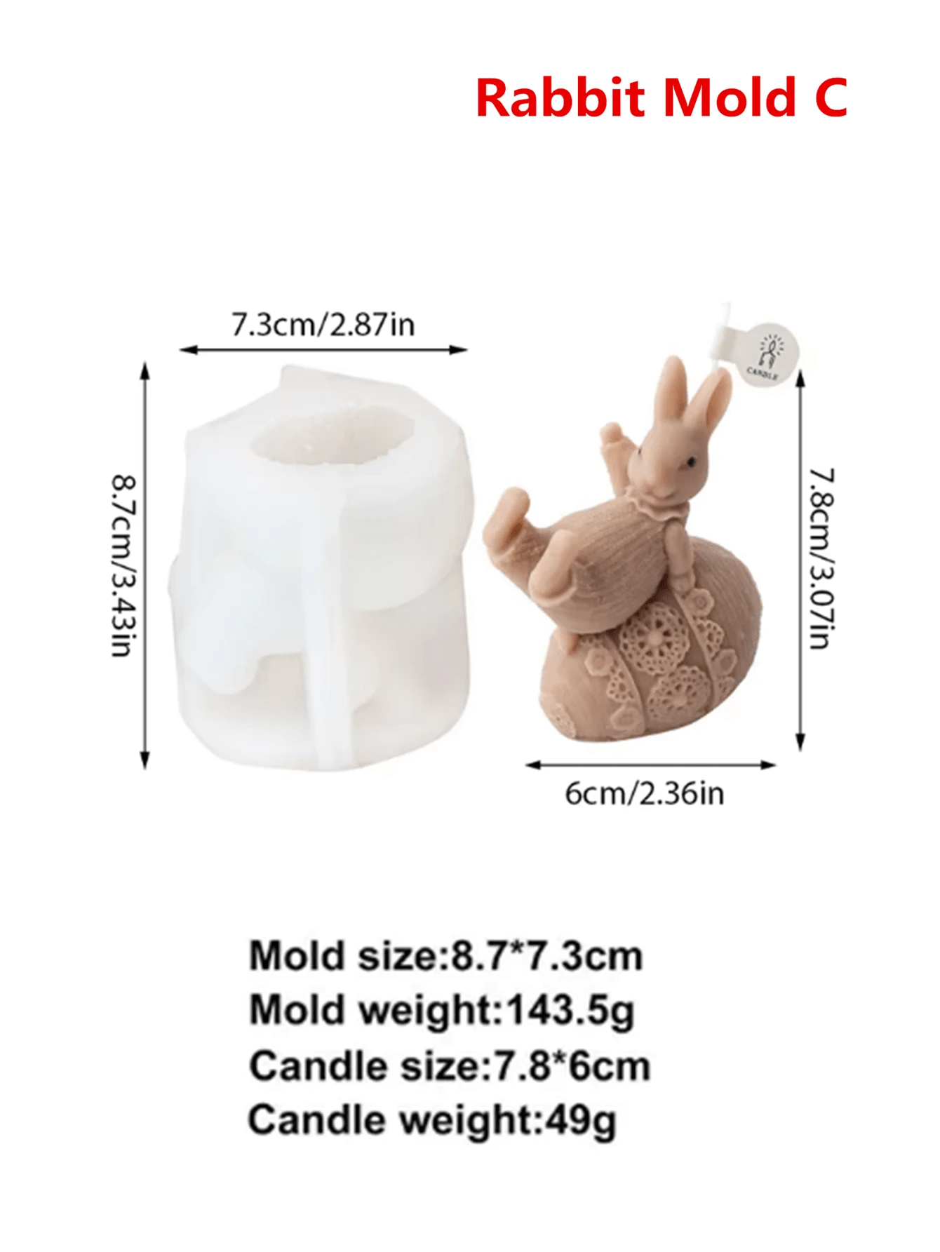 Easter Bunny Silicone Mold Set For Scented Candle Making, Resin Casting ...