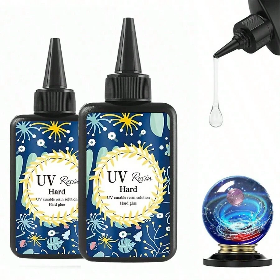 Resina UV dura, cristalina, cura UV, kit de resina epóxi, pré-misturada, cola solar transparente ...