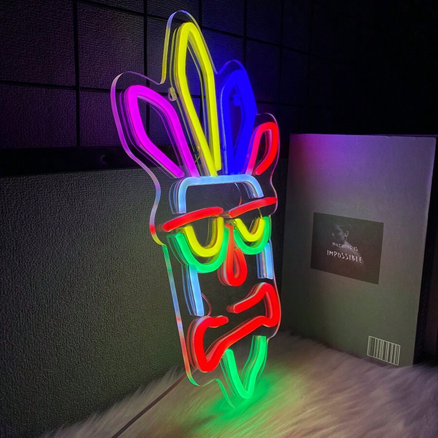 Tiki Mask LED Neon Sign- USB Powered Wall Decor For Gamer's Bedroom ...
