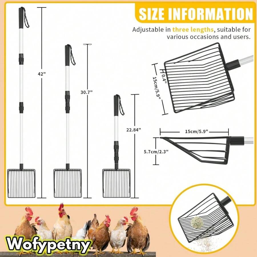 1pc Chicken Poop Scoopers,3 In 1 Adjustable Sifting Shovel For Chicken ...