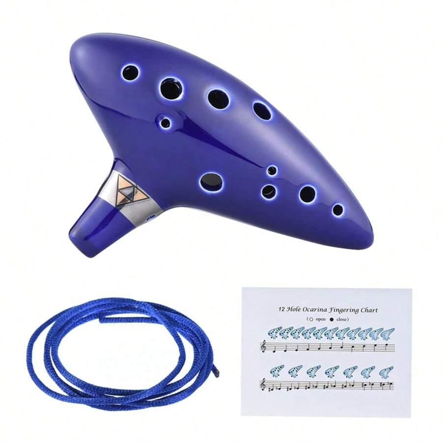 12 Hole Ocarina Ceramic Alto C Vessel Flute Wind Musical Instrument ...