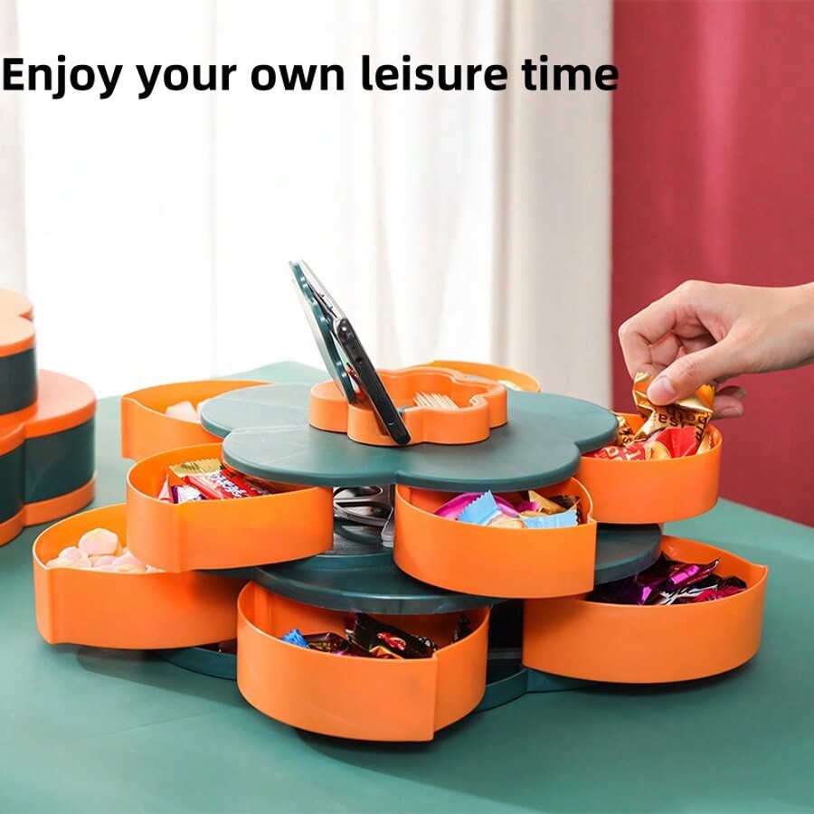 Multi-Tier Rotating Snack Tray For Home, Portable Dry Fruit & Nut Dish ...