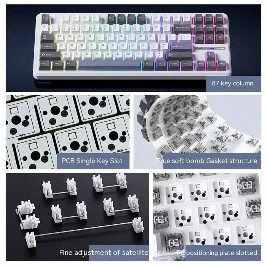 AULA AULA F87pro Gaming Keyboard DIY RGB Backlit 87 Key Wireless ...