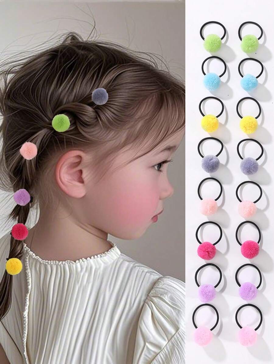 16pcs Colorful Pom-Pom Hair Scrunchies Set For Girls for Sale Australia ...