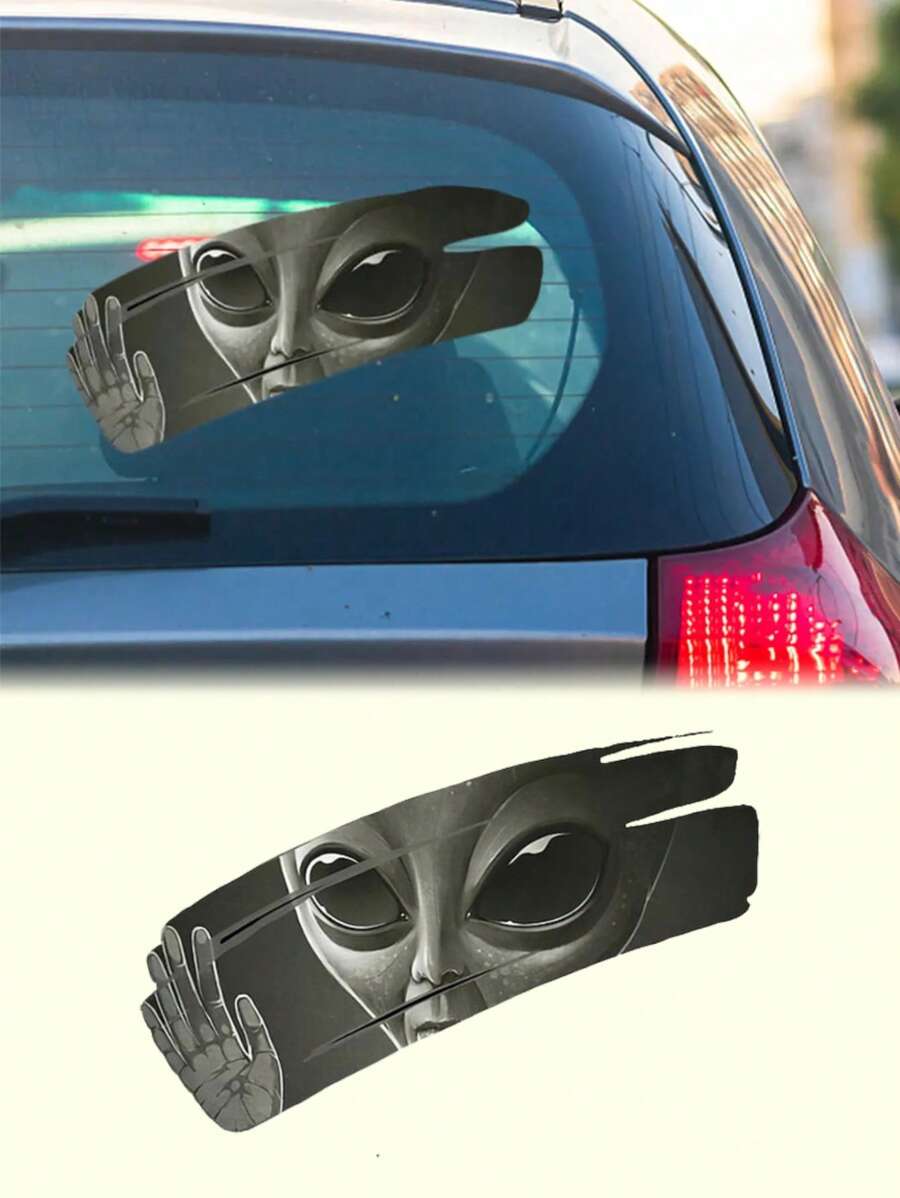 3D Alien Peeping Car Sticker, Cracked Car Decal Sticker Waterproof Easy ...