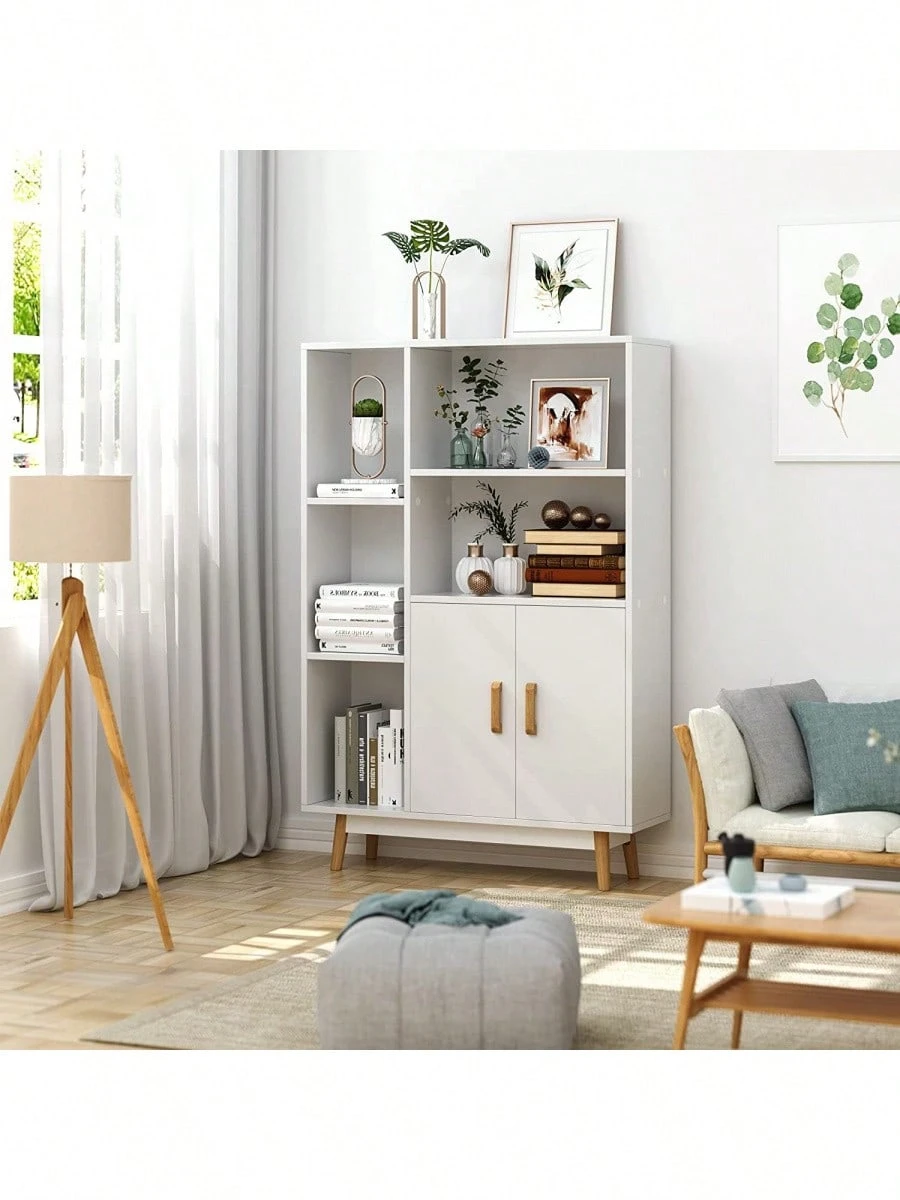Homfa 5 Cube Bookcase With Door, Open Shelves Free Standing Storage ...
