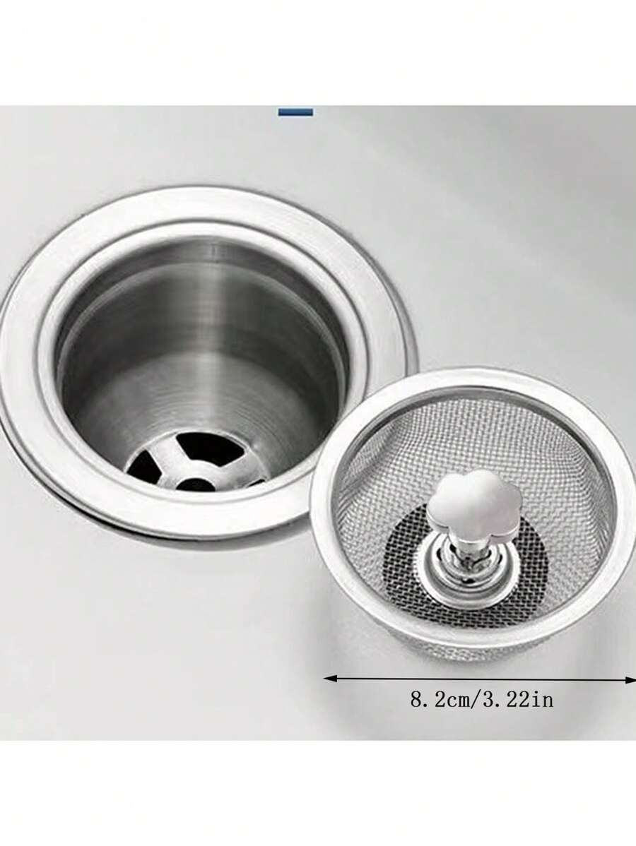 Stainless Steel Kitchen Sink Drain Filter With Stopper Metallic Filtration Basket For Food