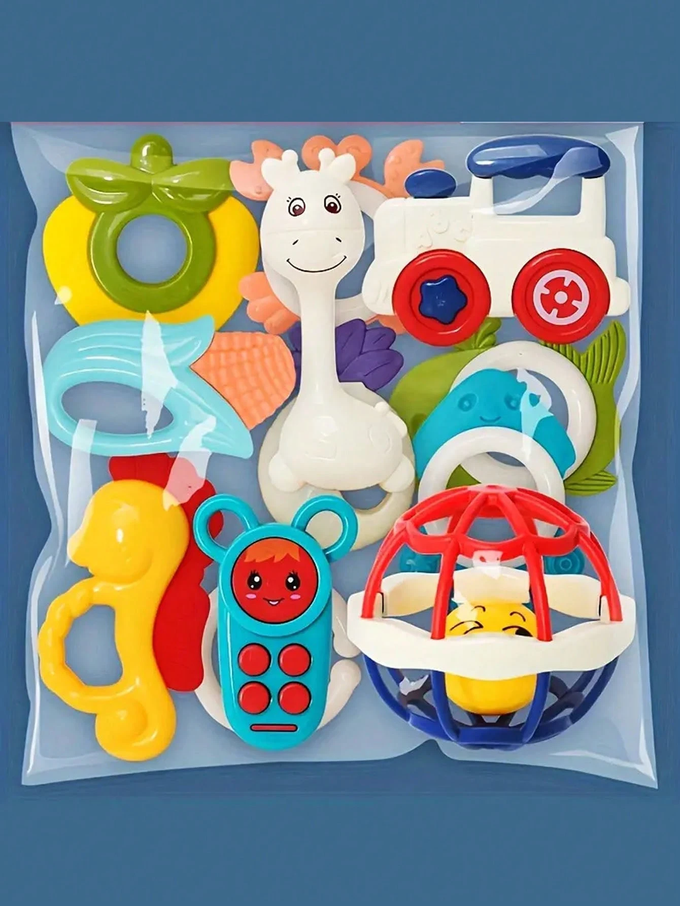 12pcs Baby Teethers, Rattles, Drums & Textured Grab Toys With Soothing ...