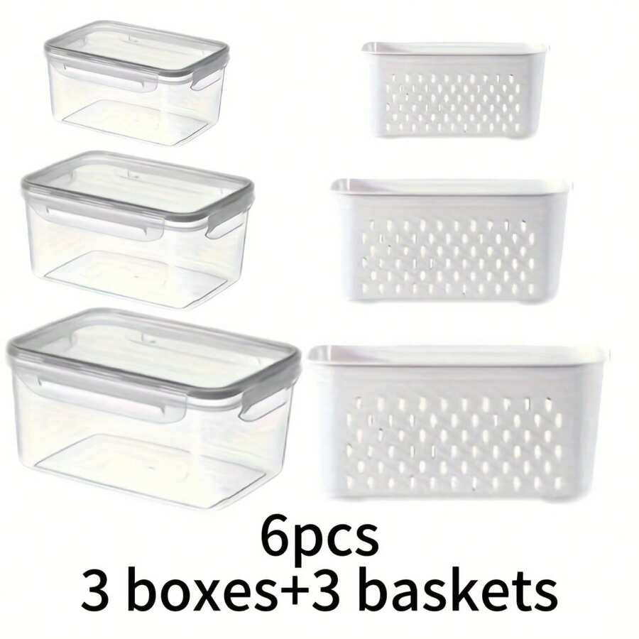 6 Plastic Food Storage Containers With LIDS For Refrigerators ...