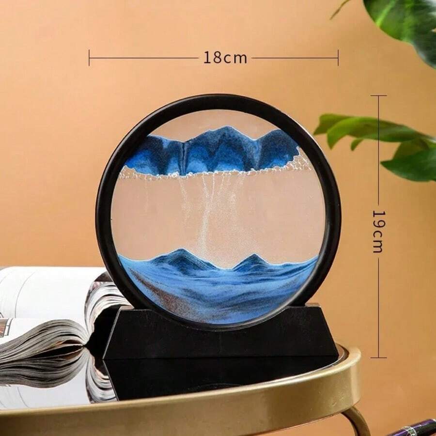 3D Quicksand Moving Sand Art Picture Round Glass Deep Sea Sandscape ...