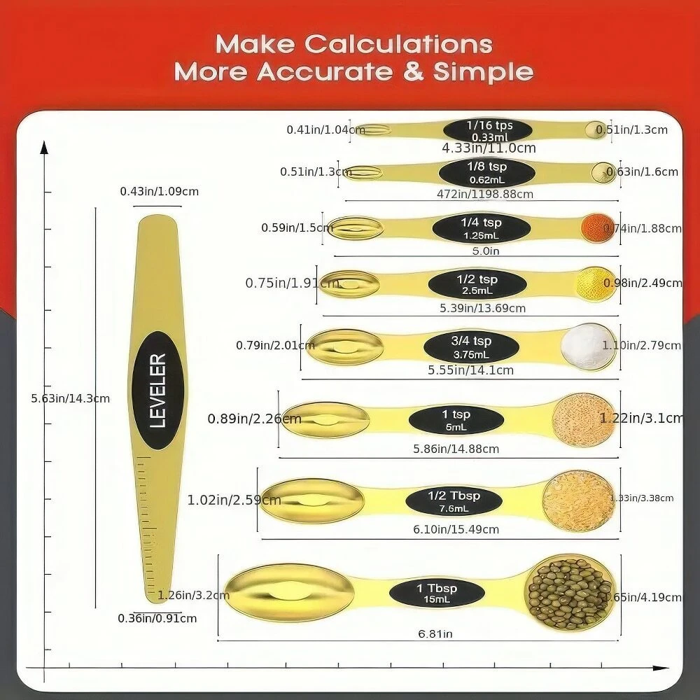 Measuring Spoons Set Of 9 - Magnetic Tablespoon Measure Spoon ...
