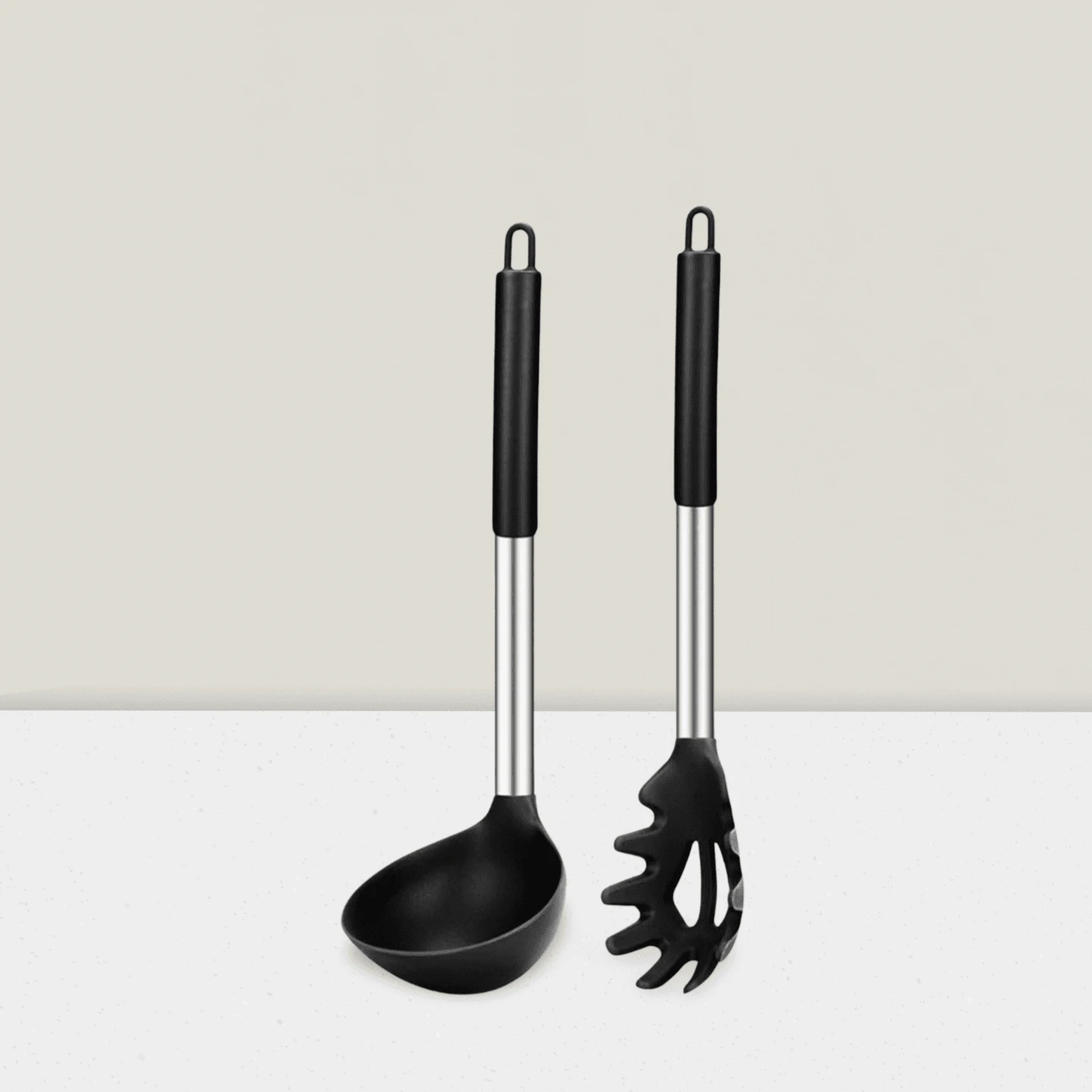 Silicone Pasta Fork And Ladle Spoon Set - Large Non-Stick Kitchen ...