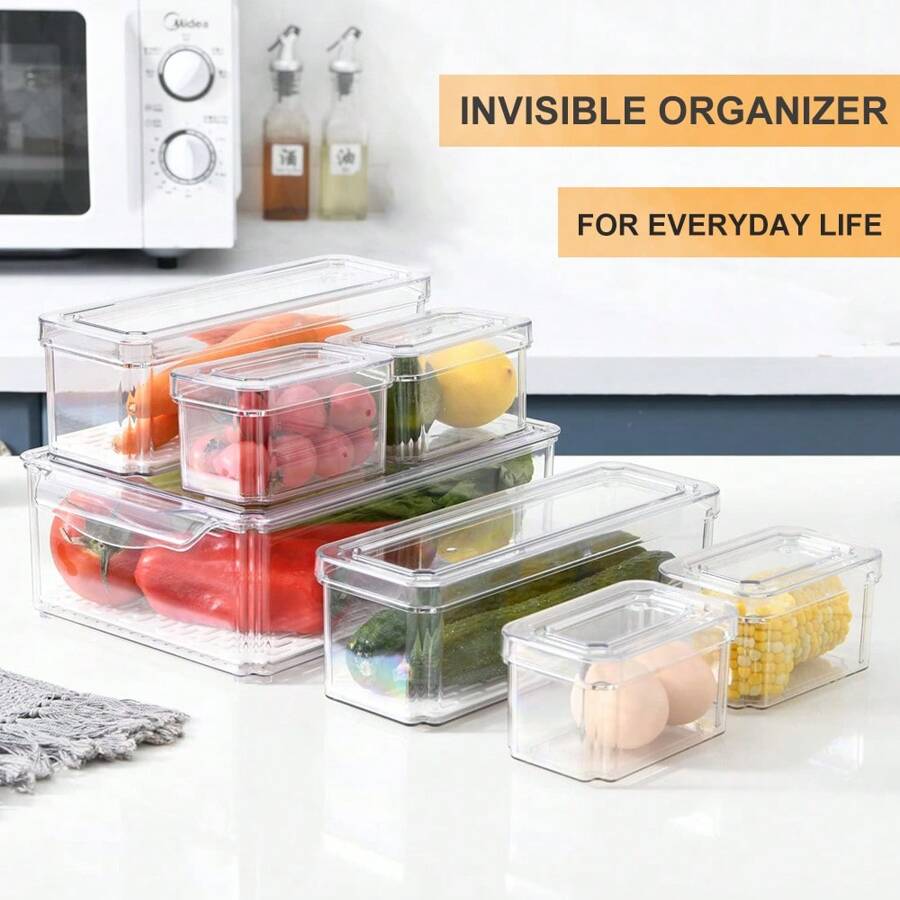 Fridge Organizer, Stackable Refrigerator Organizer Bins With Lids ...
