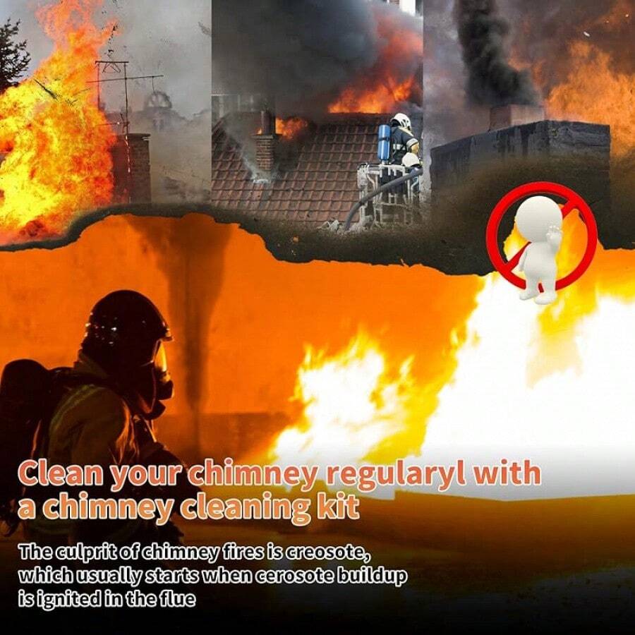 39 Feet Chimney Sweep Kit Chimney Brush Chimney Cleaning Kit And Rotary ...